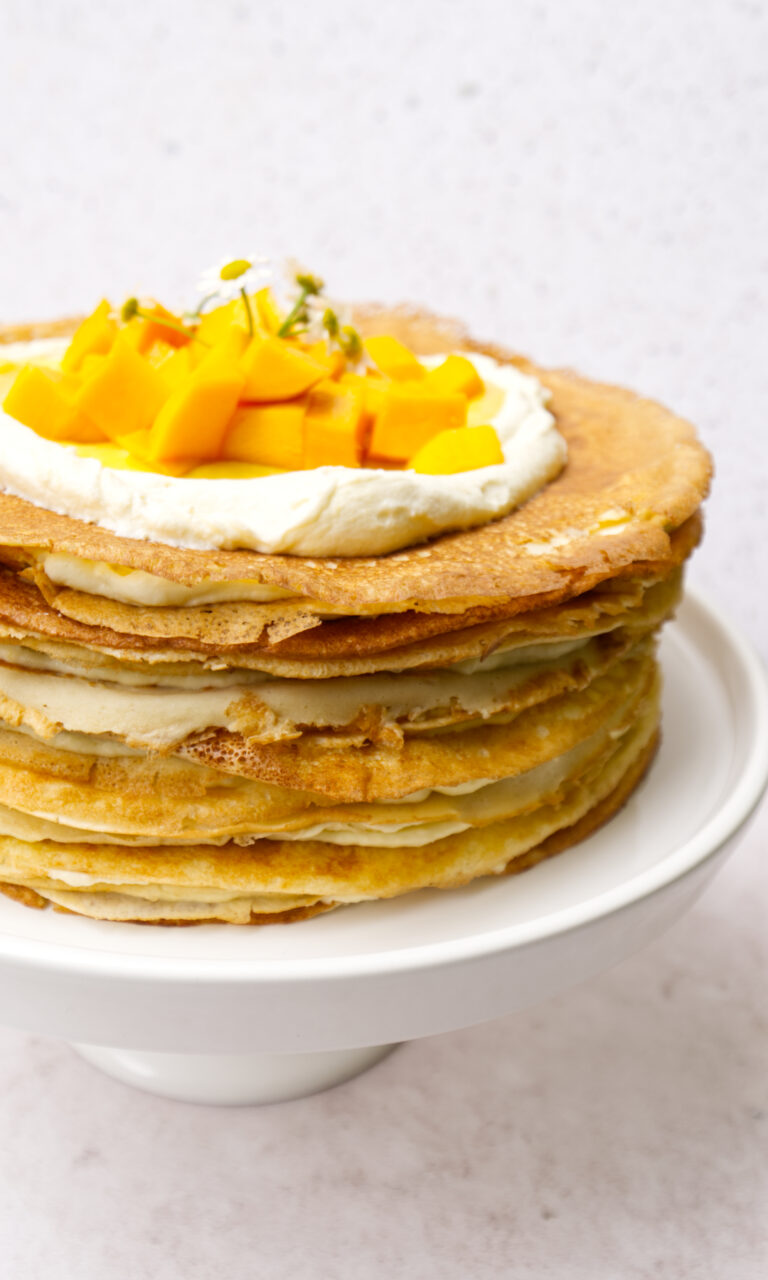 Mango Crepe Cake Recipe with A Mango Curd » Of Jen Sweets